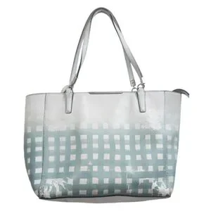 Coach | Bags | Coach Madison Gingham Leather Tote Blue Purse Bag | Poshmark